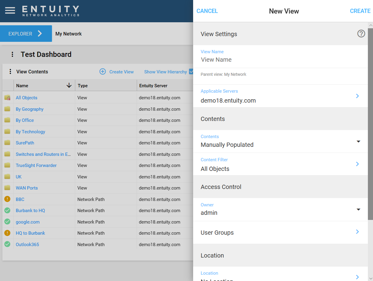 Archived - How do I create, edit, copy, move or delete a View or Subview? – Entuity