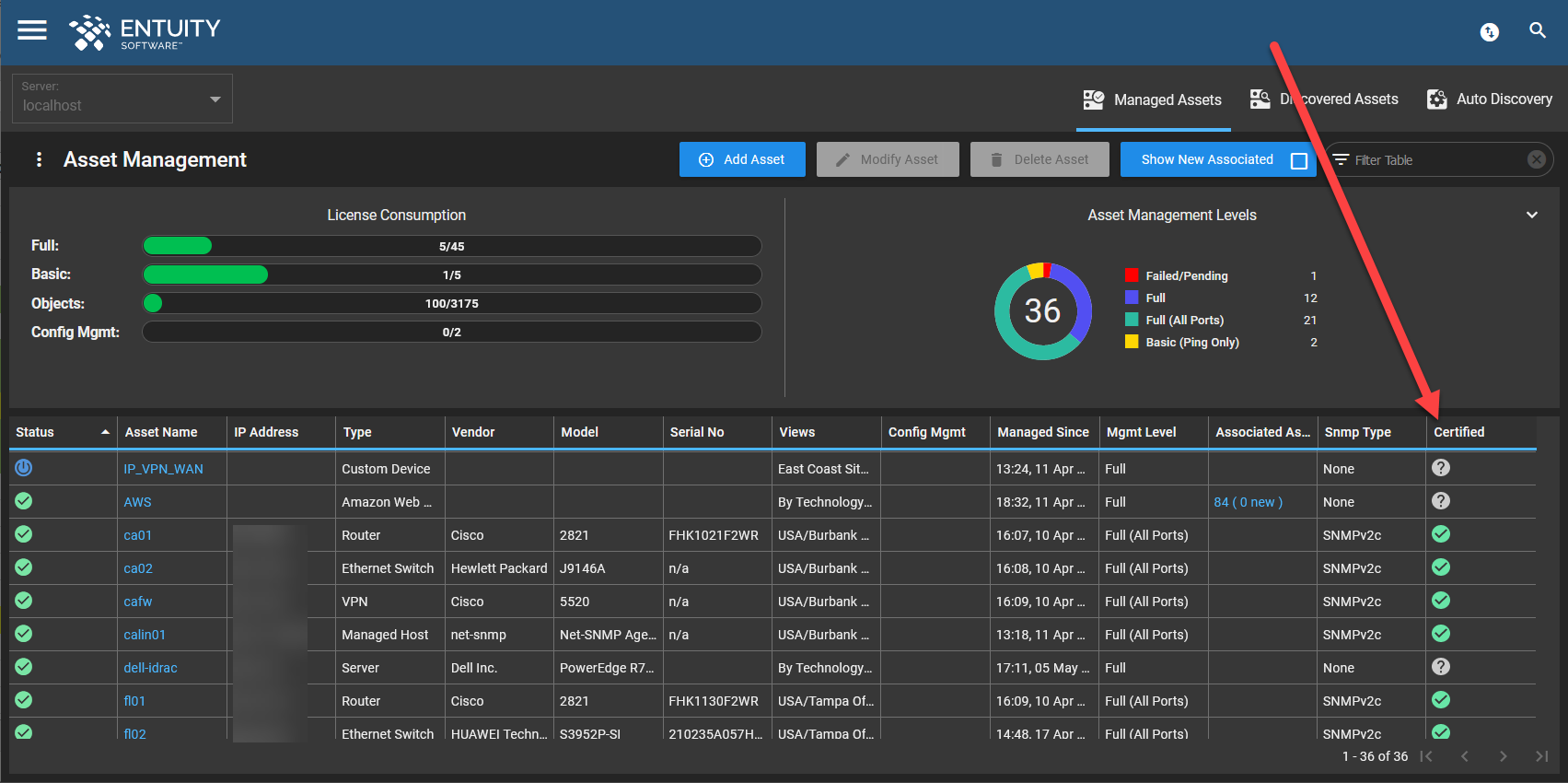 Certified device management – Entuity