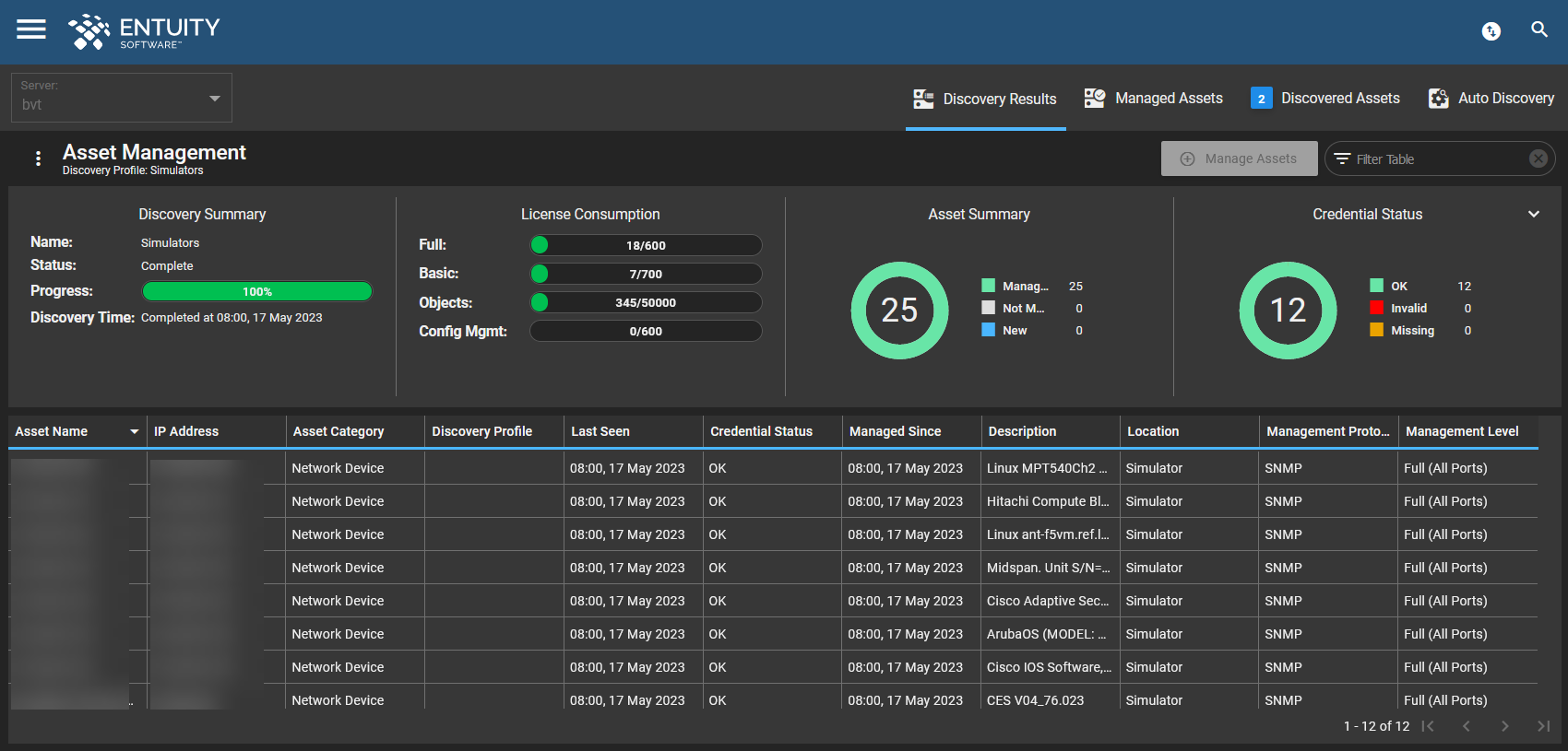 How do I start, stop or view the results of a discovery? – Entuity