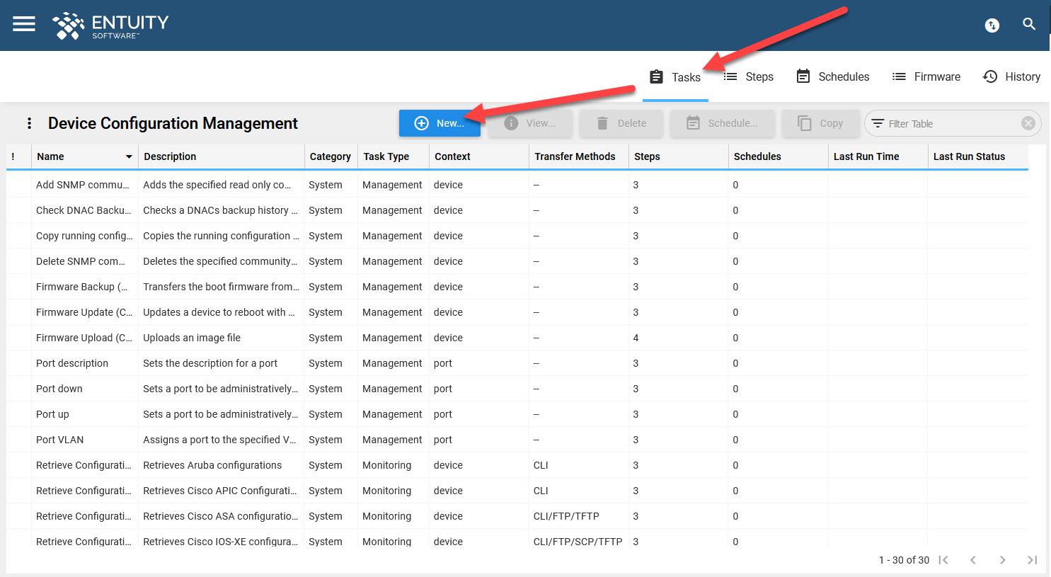 How do I create, edit or delete a configuration task? – Entuity