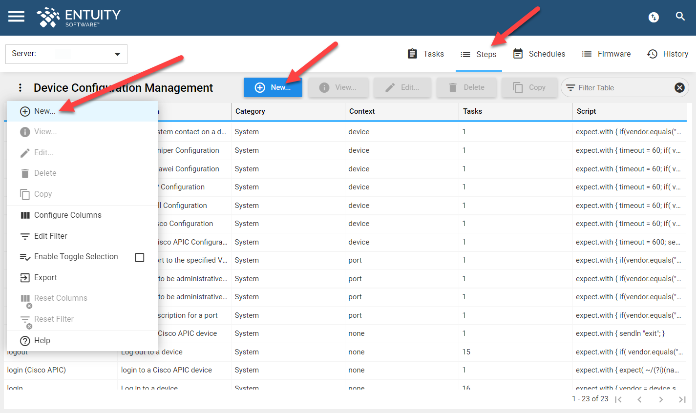 How do I configure/add steps to a task? – Entuity
