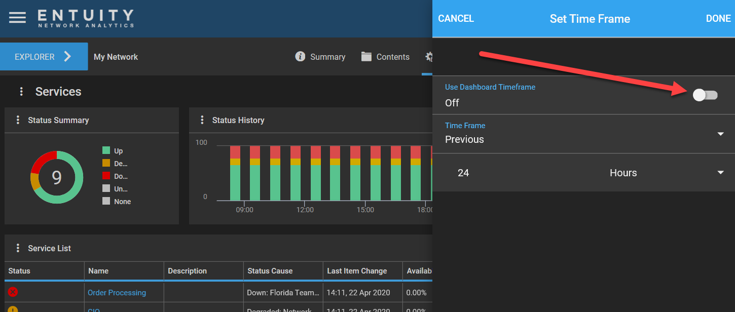 How do I add timeframes to dashboards? – Entuity