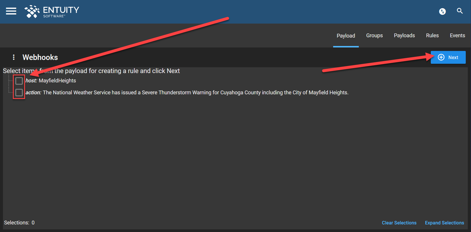 How do I add, edit or delete a custom webhook mapping rule? – Entuity