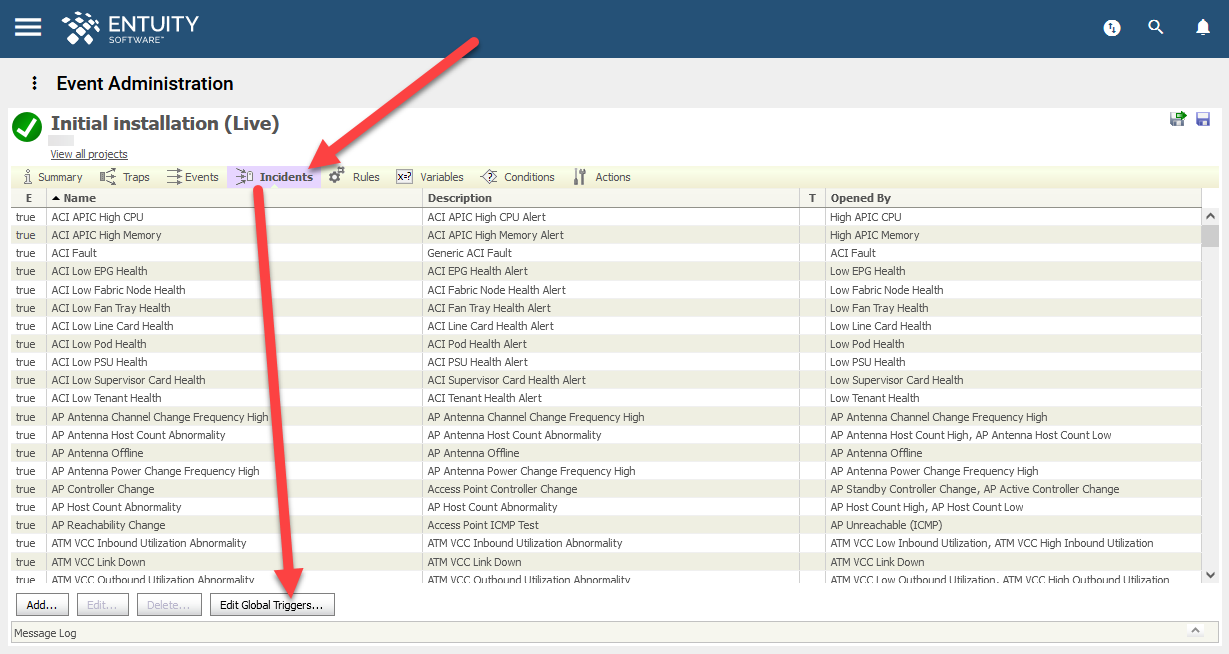 How do I configure Entuity to send events and/or incidents to ...