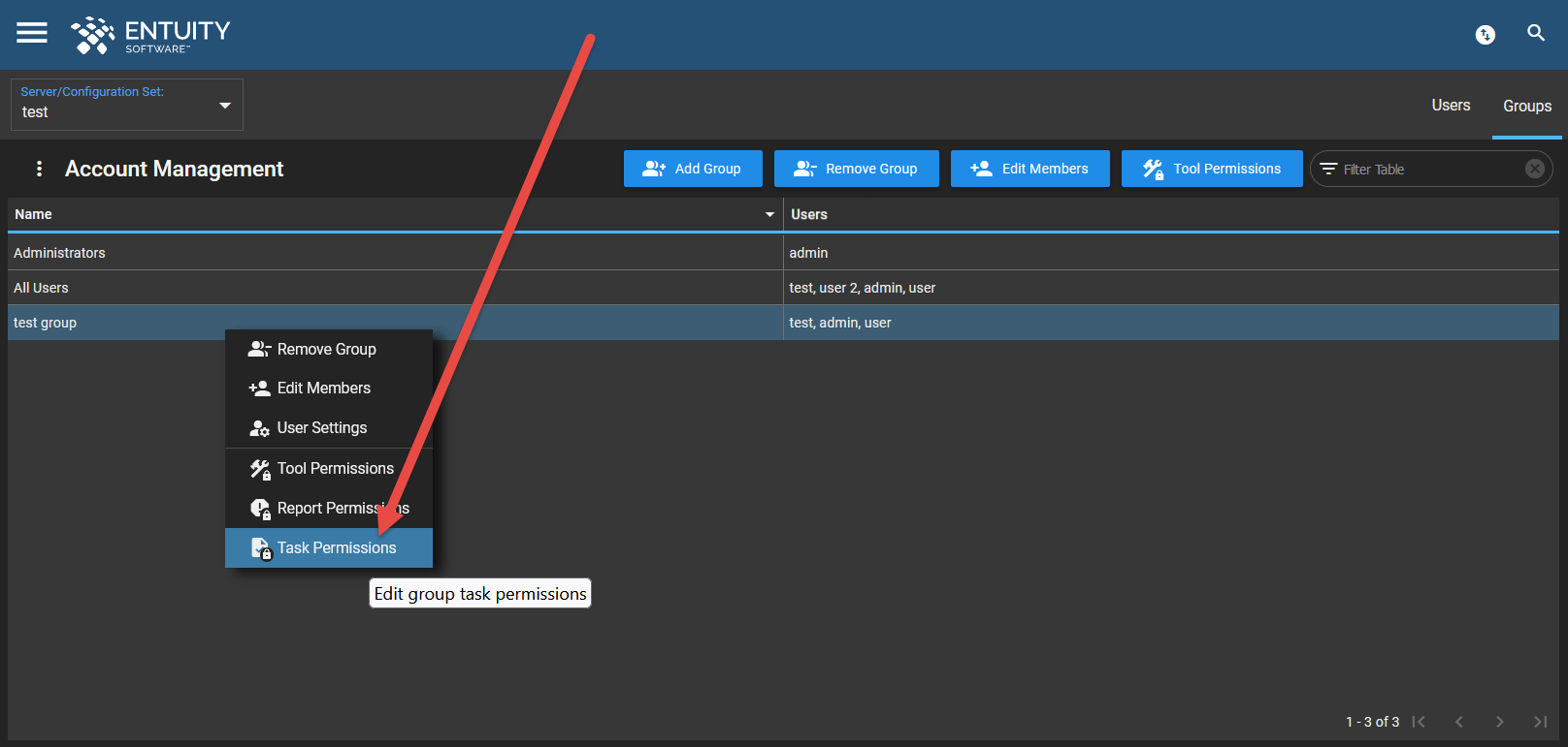 How do I manage user groups and user permissions? – Entuity