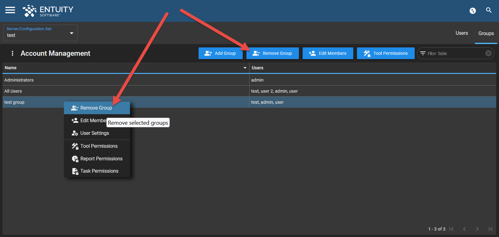 How do I manage user groups and user permissions? – Entuity