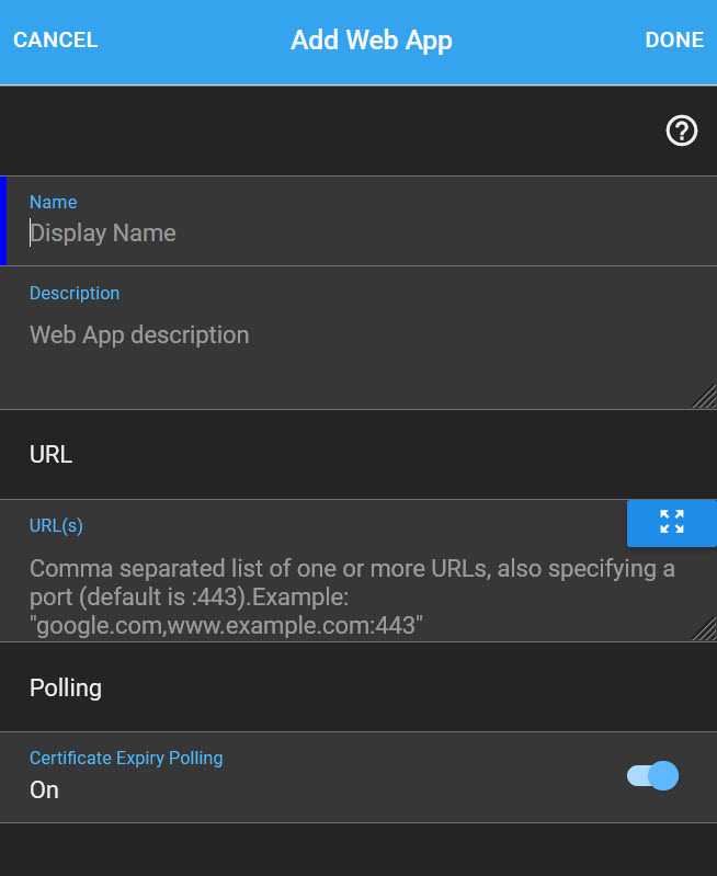 How do I view, add, edit or remove web apps? – Entuity
