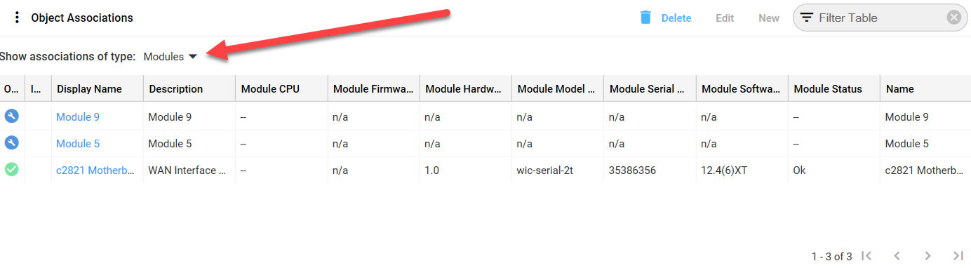 Object Associations dashlet – Entuity