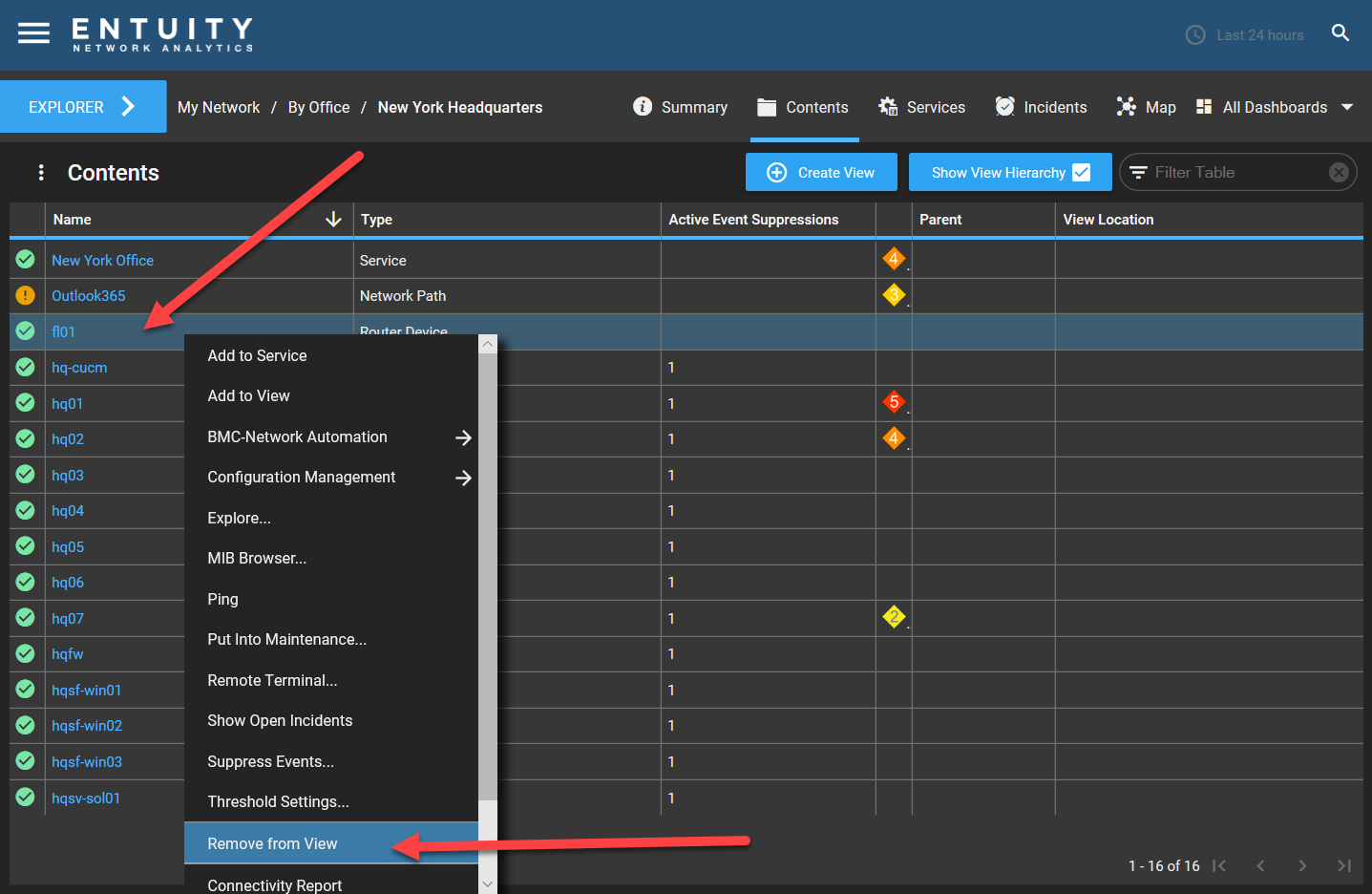 How do I add a device or managed object to a View? – Entuity