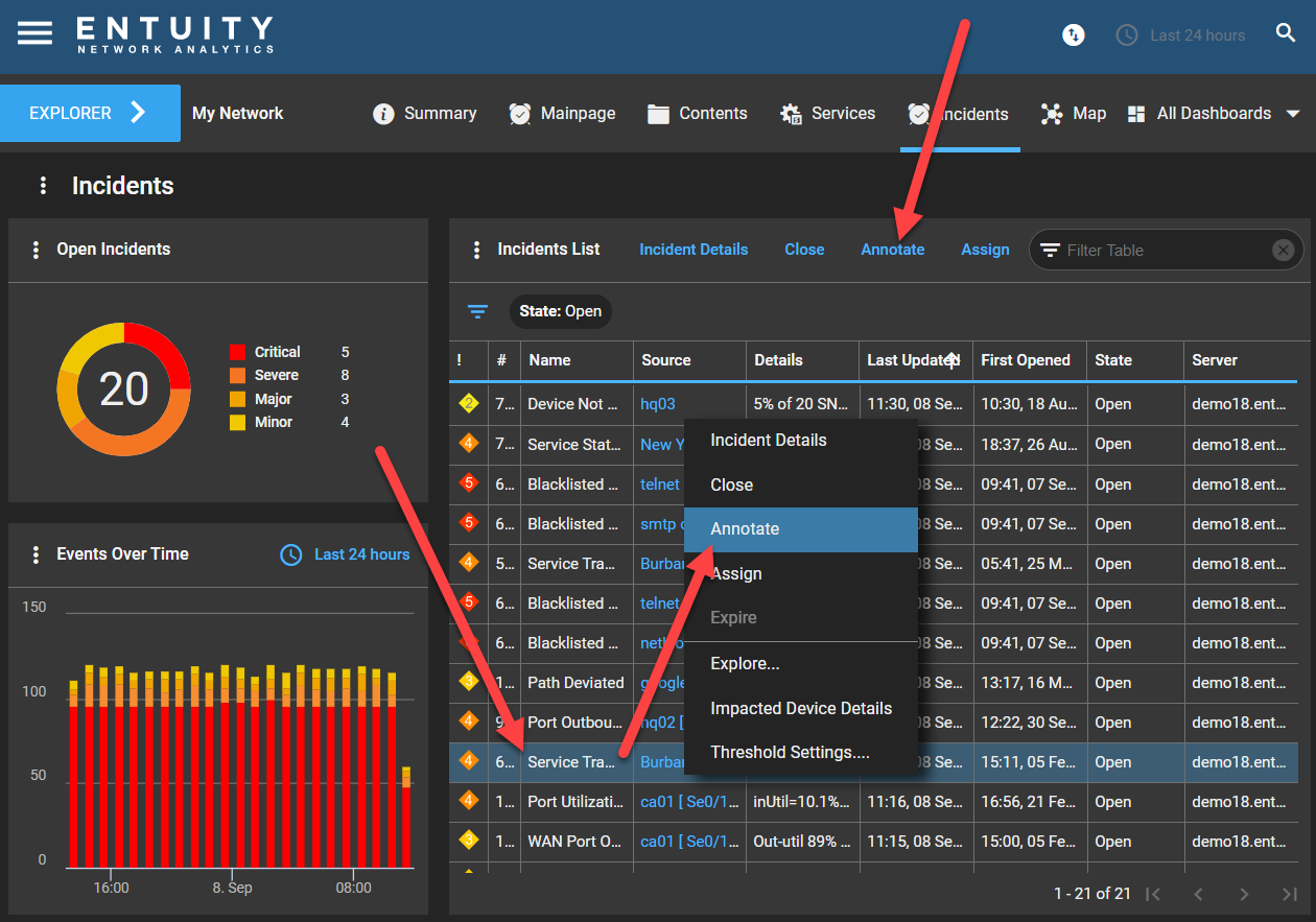 How do I view events and incidents? – Entuity