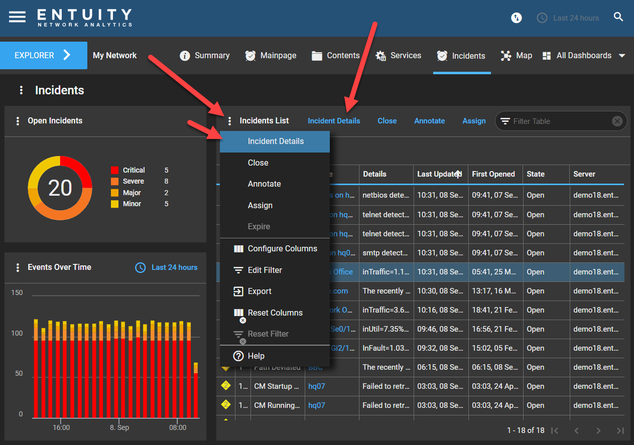 How do I view events and incidents? – Entuity