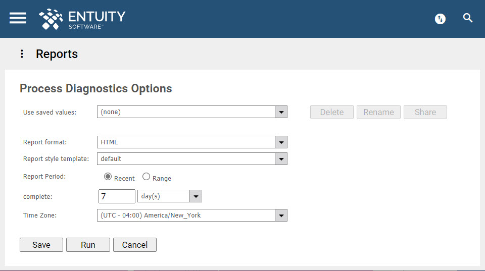 Process Diagnostics report – Entuity