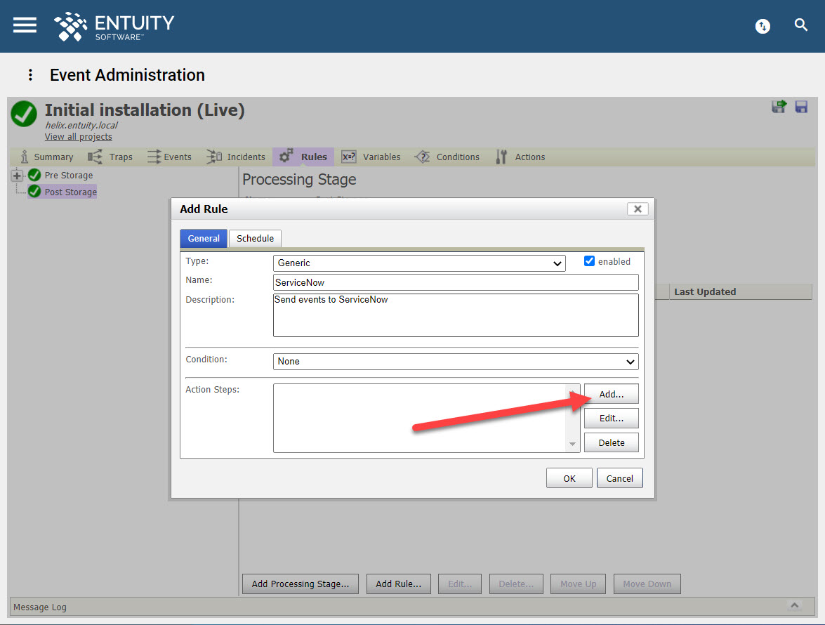 How do I configure Entuity to send events and/or incidents to ...