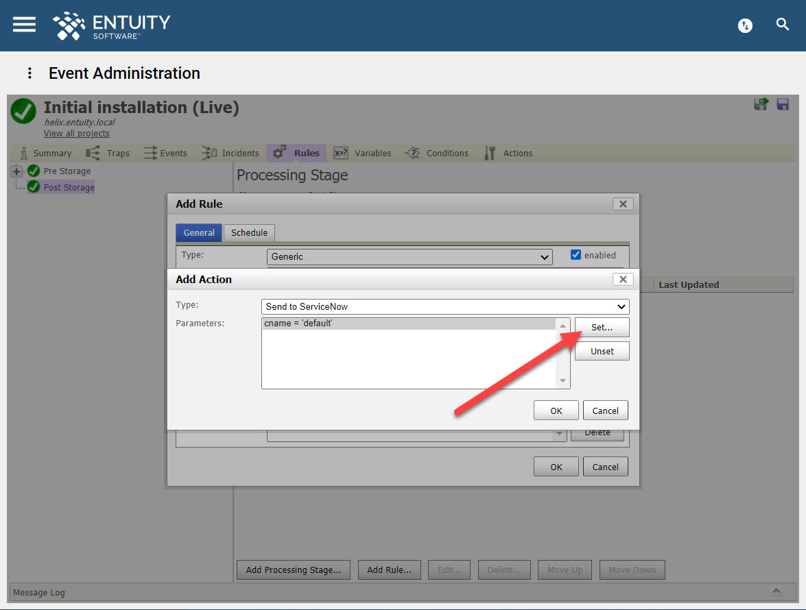 How do I configure Entuity to send events and/or incidents to ...
