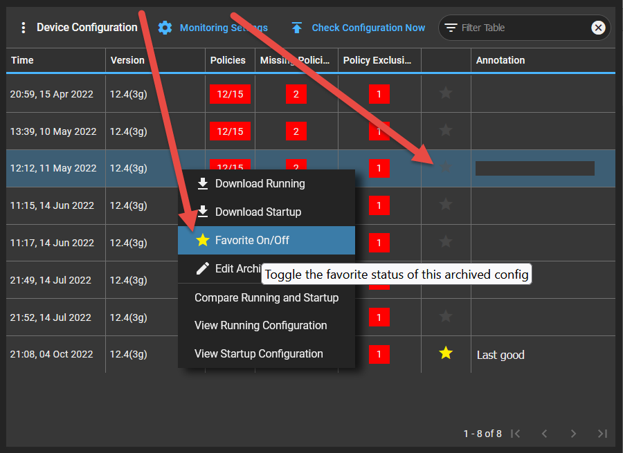 Device Configurations dashlet – Entuity